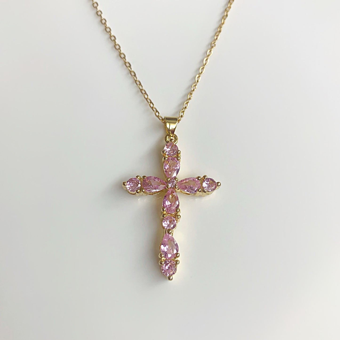 Pink 18K Gold Cross Necklace – Gorge Malorge